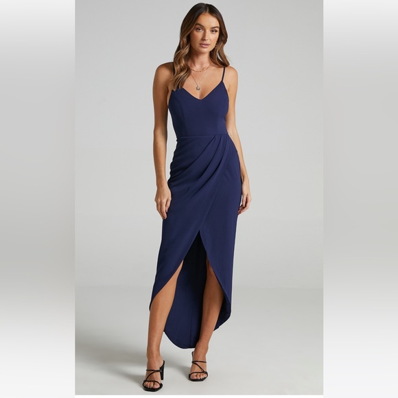 Showpo. | Dresses | Showpo Lucky Day Drape Maxi Dress In Navy | Poshmark
